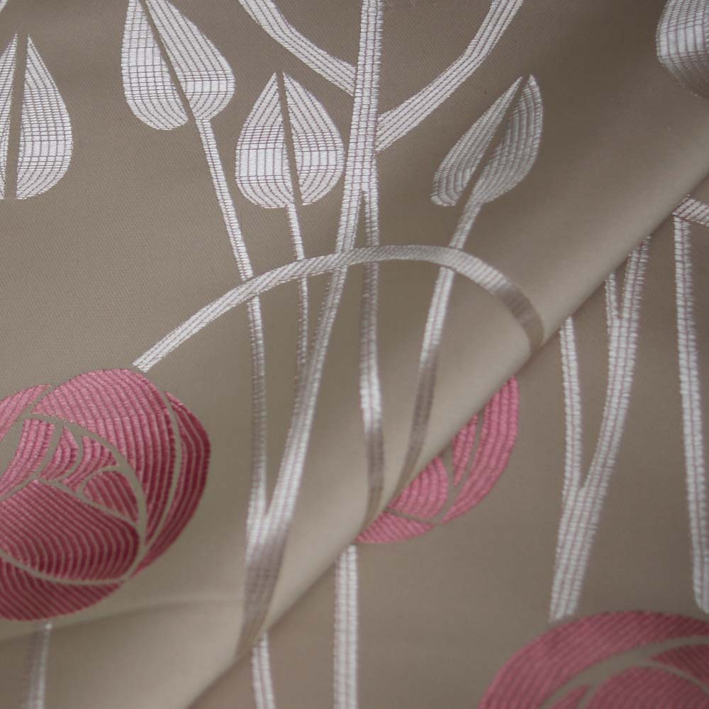 Charles Rennie Mackintosh Curtain and Upholstery Fabric | Clyde Roses Pink from Loome Fabrics