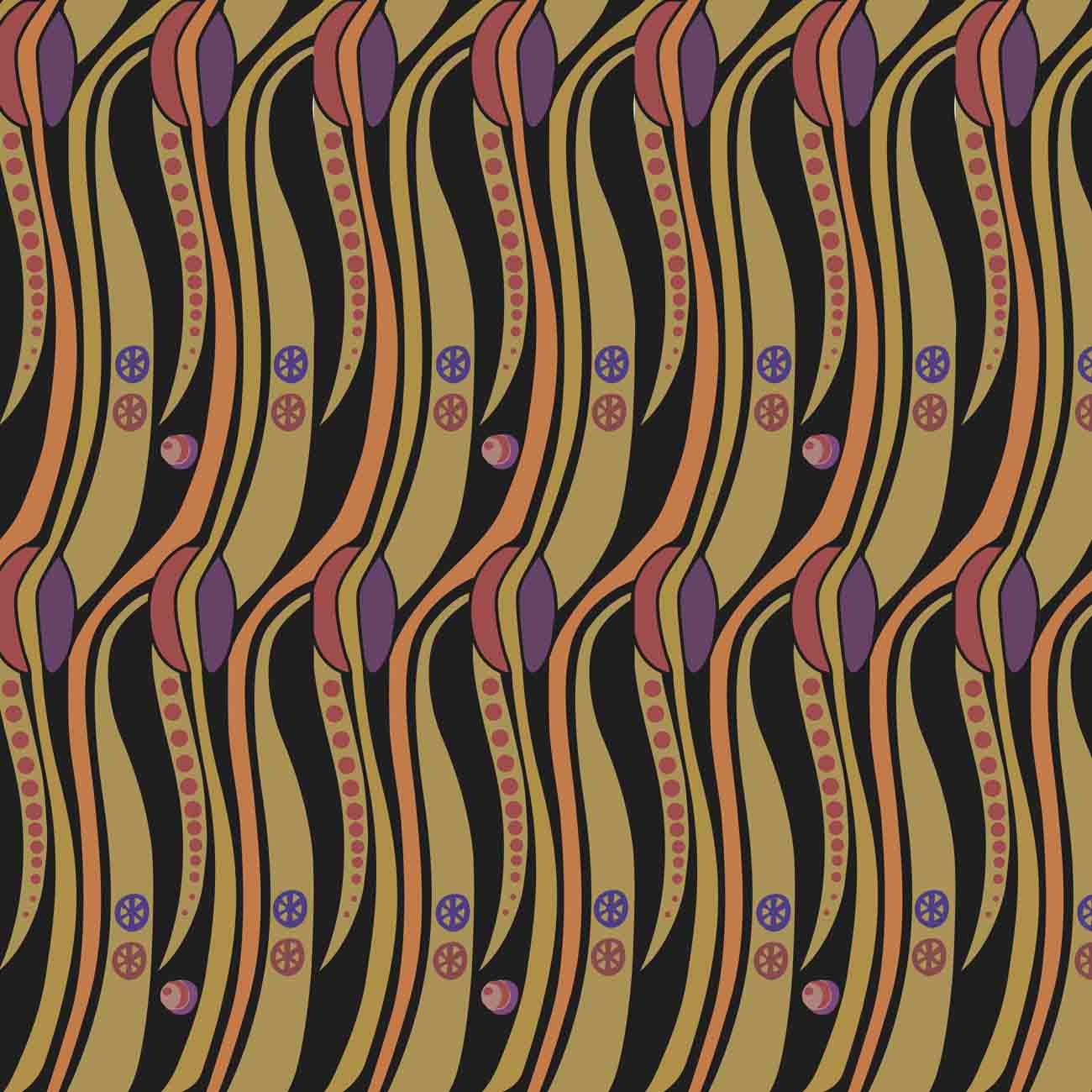 Charles Rennie Mackintosh Art Deco Fabric - Stylised Tulips
