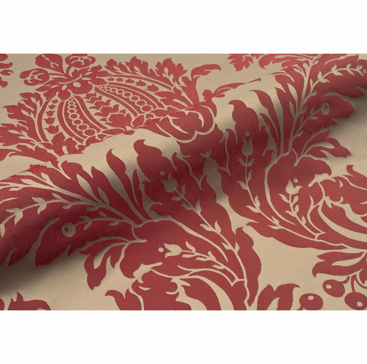 Elegant Patterned Red Damask Curtain and Upholstery Fabric | Raphael ...