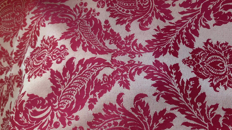 Elegant Patterned Red And Gold Damask Curtain and Upholstery Fabric ...